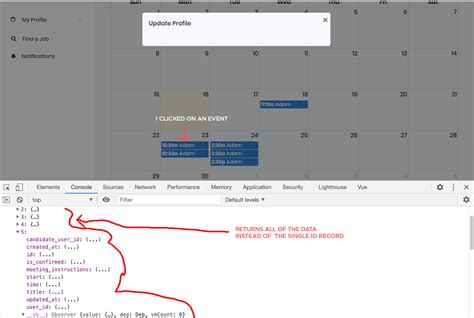 vue js how to get full calendar event id onclick using laravel and