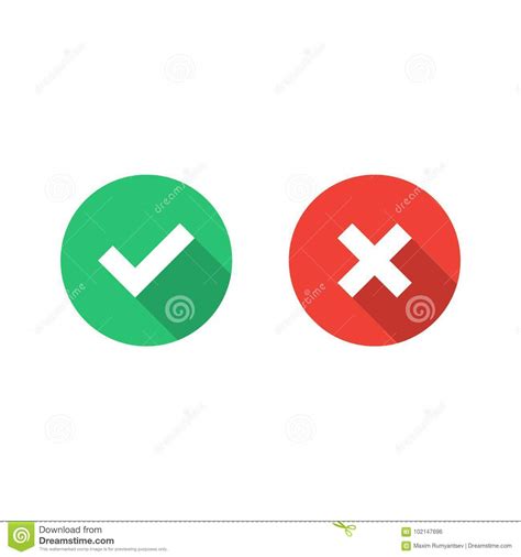 Sistema De Iconos De La Marca De Verificación Señal Y Cruz Ilustración