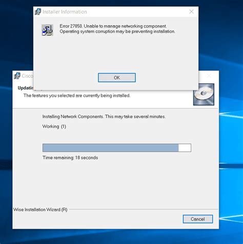 how to fix cisco vpn installation error 27850 on windows 10