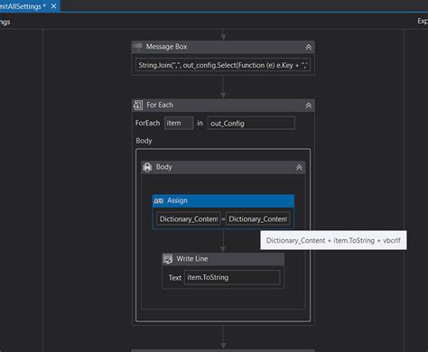 dictionary key and values to display in a message box help uipath