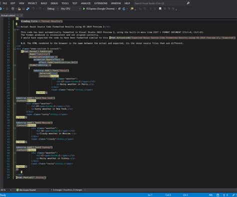razor file not formatting correctly for telerik kendo ui