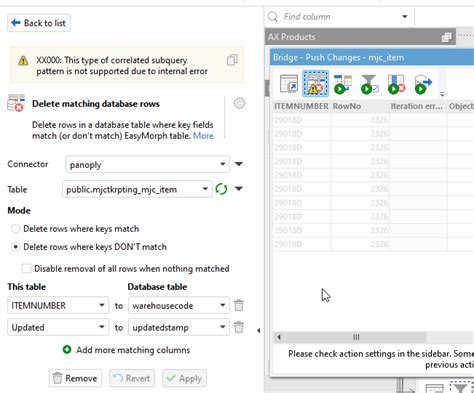 delete matching database rows postgresql support easymorph
