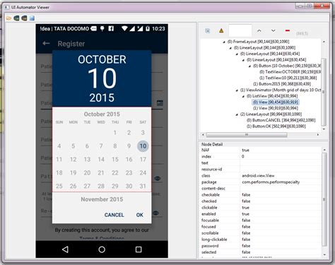selenium not able to identify elements inside the android calendar
