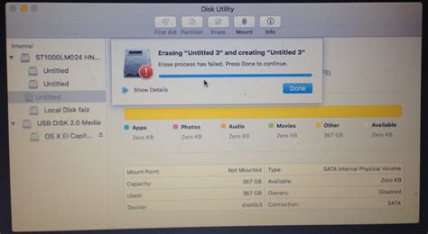 fix erase process has failed while erasing partition for mac os on