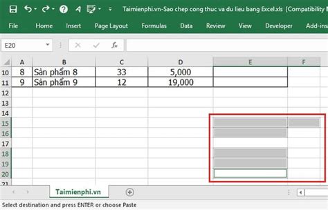 instructions for copying formulas and data between excel