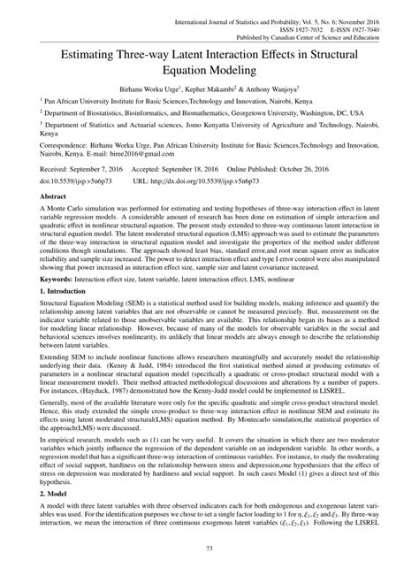 Pdf Estimating Three Way Latent Interaction Effects In Structural