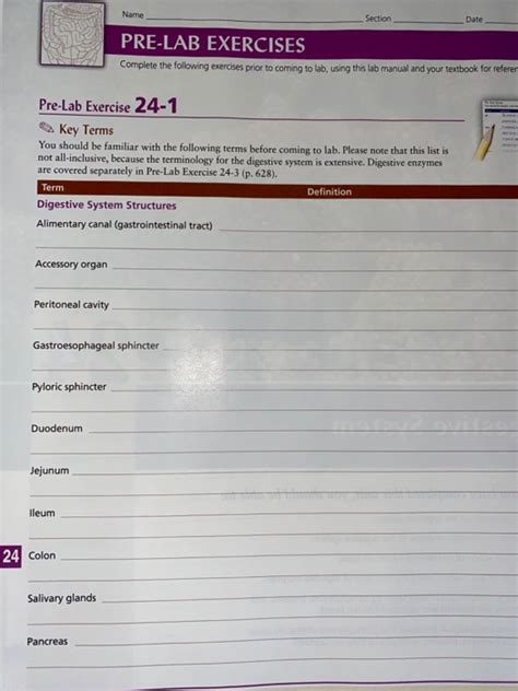 solved name section date pre lab exercises complete the