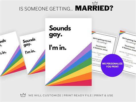 Personalized Gay Wedding Invitation Lgbtq Rainbow Wedding Invite Same