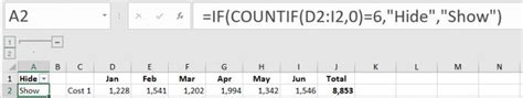 hiding zero rows in excel with no macros a4 accounting