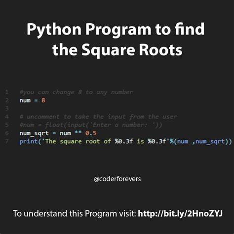 python program to find the square roots coderforevers python