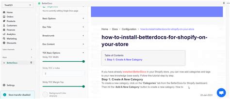 how to add a sticky table of contents with betterdocs betterdocs