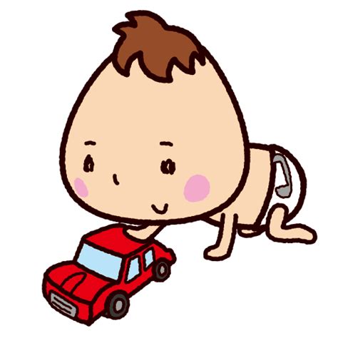 車のおもちゃで遊ぶ赤ちゃんのイラスト（2カット） イラストくん