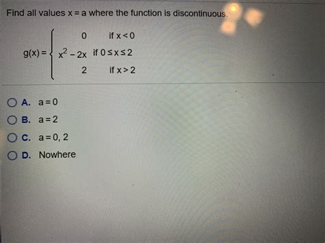 answered find all values x a where the function… bartleby
