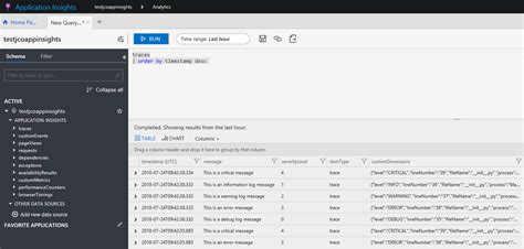 azure app insights logging using search in azure application insights