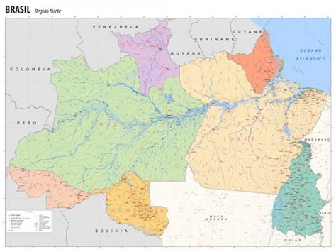 Mapa Político Rodoviário Região Norte 120 Cm Comprimento X 90 Cm