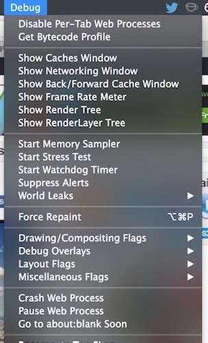 enable safari hidden debug menu in mac os x