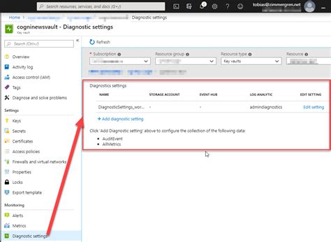 azure key vault diagnostics to see who accessed your vault