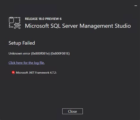 sql server error 0x800f081e or errorcode 2146498530 while