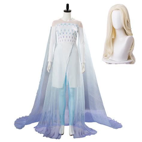 Elsa Frozen 2 Ahtohallan Cave Snow Flake Dress Cosplay Costume Hallowe