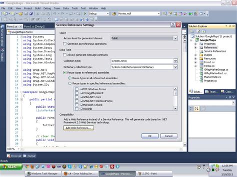 c error adding service reference to winform project stack overflow