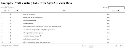 datatable with searching sorting paging using jquery