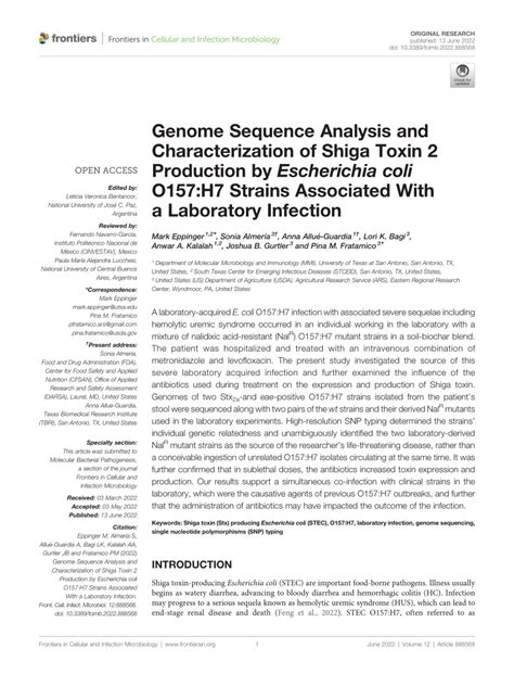 Pdf Genome Sequence Analysis And Characterization Of Shiga Toxin 2