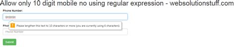 how to validate 10 digit mobile number using regular