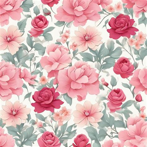 Premium Photo Beautiful Floral Flower Seamless Pattern Background For
