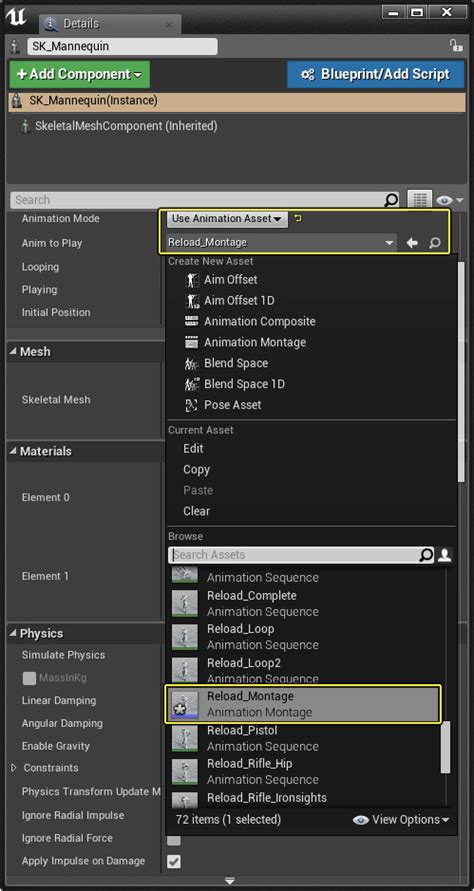 using animation montages unreal engine documentation