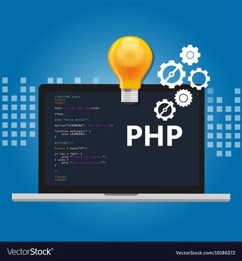 php programming language syntax for web coding vector image