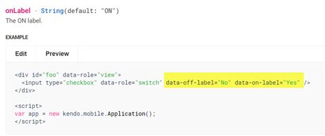 javascript why is the kendo mobile switch not displaying custom