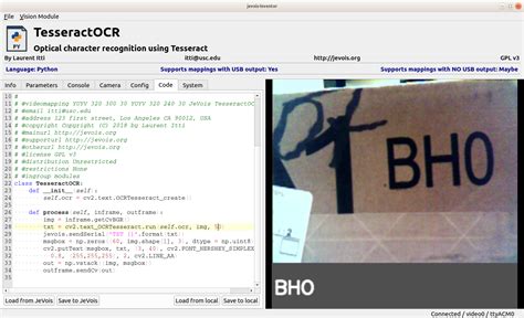 jevois tutorials reading text with opencv and tesseract