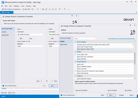 mysql schema compare tool to diff and sync database structures