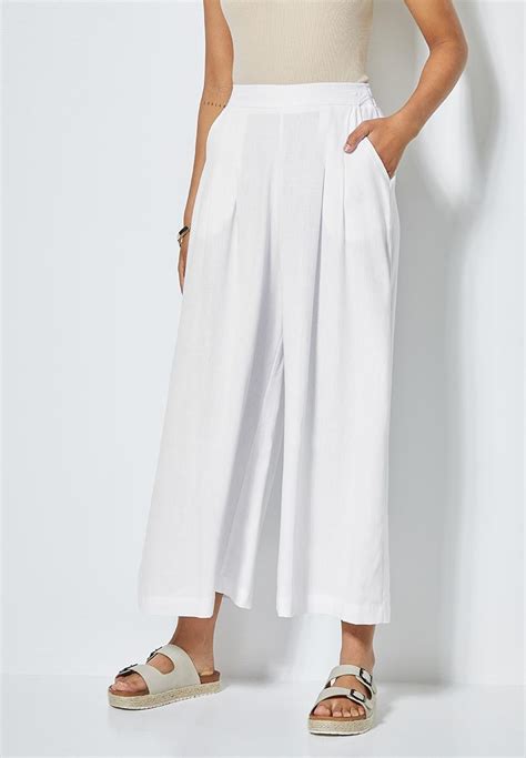 Linen Blend Culotte White Superbalist Trousers