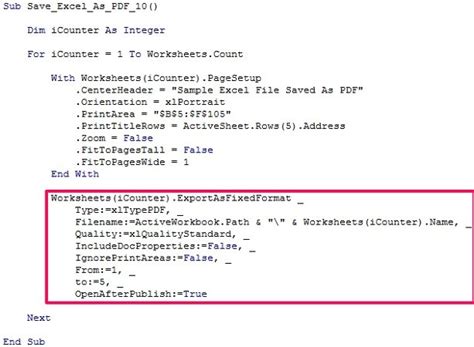 exportasfixedformat excel pdf