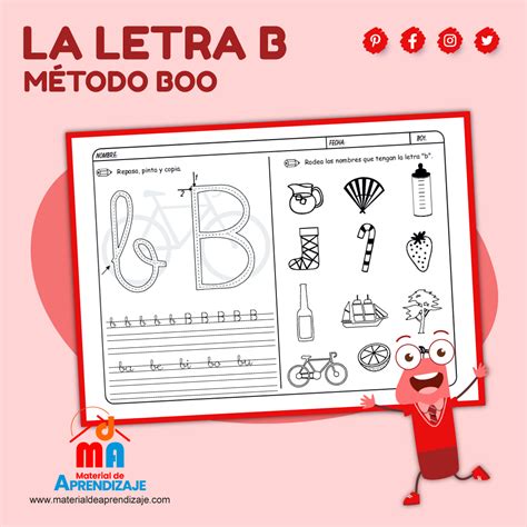 Lecto Escritura “método Boo” Letra B Material De Aprendizaje