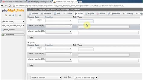 android mysql php json insert update delete youtube