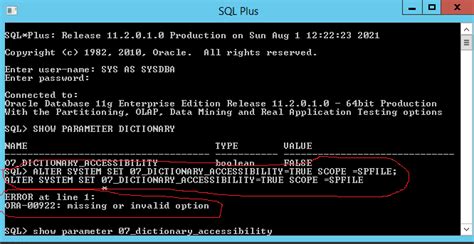 ora 00922 missing or invalid option please help me — oracle tech