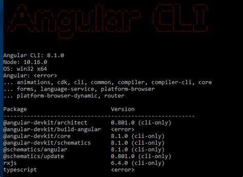 angular8 getting error instead of version for angular