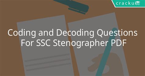 coding and decoding questions for ssc stenographer pdf cracku