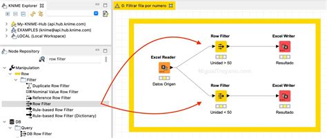 filtrar filas por cantidades row filter con knime