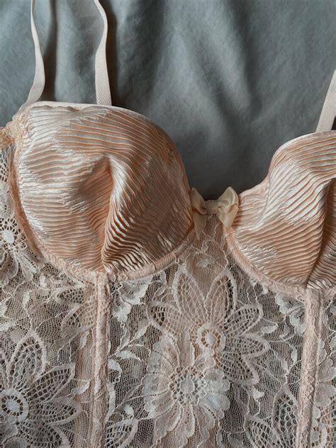 Vintage La Perla 90s Light Pink Floral Lace Corset Bustier Etsy