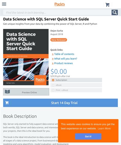 data science with sql server quick start guide packt data science