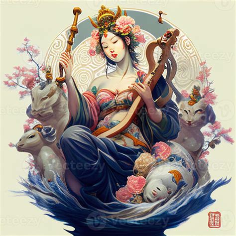 Benzaiten Is A Joyous Japanese Goddess Generative Ai 22249384 Stock