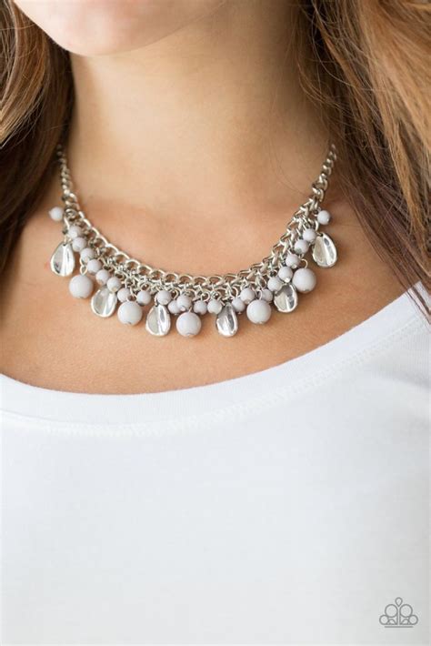 Summer Showdown Silver Paparazzi Necklace Flamingo Angie