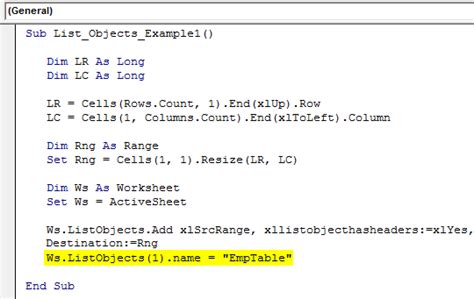 vba listobjects guide to listobject excel tables in excel vba