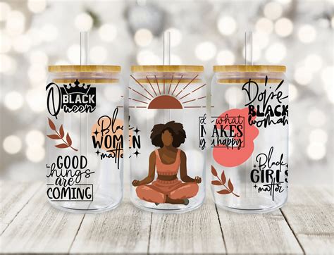 Black Women Matter 16oz Libbey Png Black Woman Glass Can 16oz Libbey
