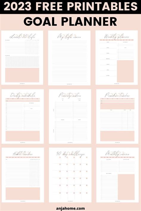 Goal Setting Template Free Printable 2023 Planner Anjahome In 2022