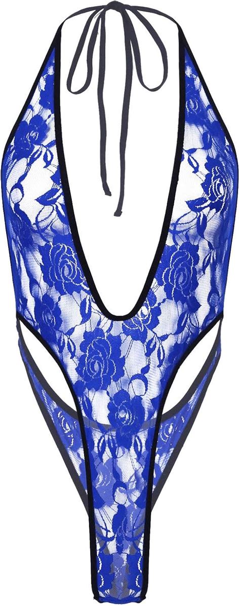 Choomomo Damen Tiefer V Ausschnitt Body Spitze Neckholder Bodysuit