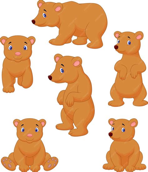 Premium Vector Cute Brown Bear Cartoon Collection